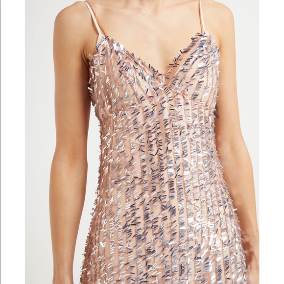 Ashish | Dresses | Ashish Sequinembellished Sheer Slip Beige Dress ...
